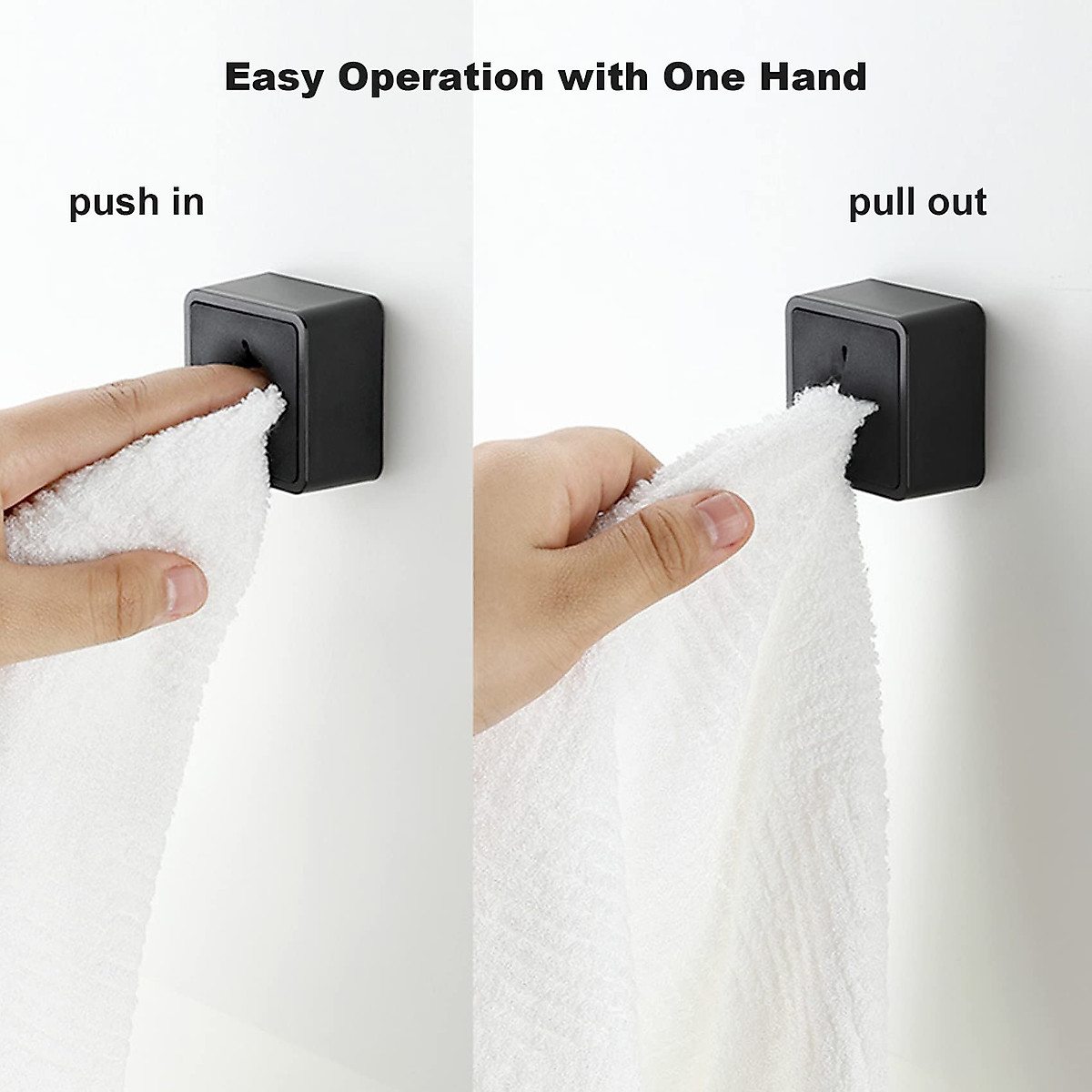 Rpanle Kitchen Towel Hooks 4 Pack, Adhesive Push Towel Hooks for Kitchen, Hand and Dish Towels, Easy Installation, Ideal as Bathroom, Shower or Outdoor Towel Holders