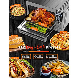 Nuwave Bravo XL Pro Air Fryer Toaster Oven with Grill Combo, 2024 New Ultra-Fast Convection System, 35% Crispier, 2X More Even, 142 Presets, 50-500F, Smarter Probe, PFAS Free, 30QT, Stainless Steel