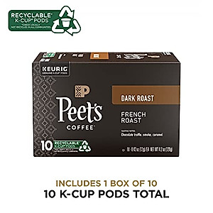 Peet's Coffee, Dark Roast K-Cup Pods for Keurig Brewers - French Roast 10 Count (1 Box of 10 K-Cup Pods) Packaging May Vary