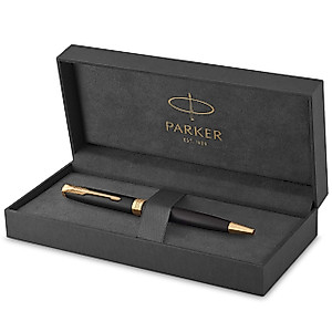 Parker Sonnet Ballpoint Pen | Matte Black Lacquer with Gold Trim | Medium Point Black Ink | Gift Box