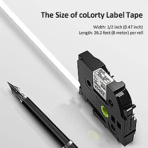 Colorty Compatible Label Tape Replacement for Brother Ptouch TZe-231 TZe Tape 12mm 0.47 Inch TZe231 TZ231 Black on White Laminated Tape for P-touch PT D210 H110 D600 Label Maker, 26.2 Feet (8m) 9 Pack