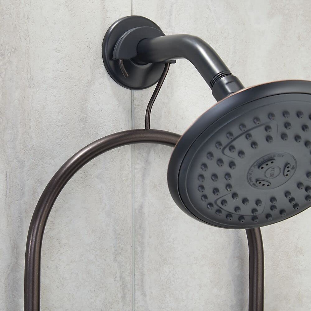 mDesign Modern Metal Wire Bathroom Tub & Shower Caddy, Hanging Storage Organizer Center - 2 Wash Cloth/Razor Hooks, 3 Baskets - for Bathroom Shower Stalls, Bathtubs - Rust Resistant - Bronze