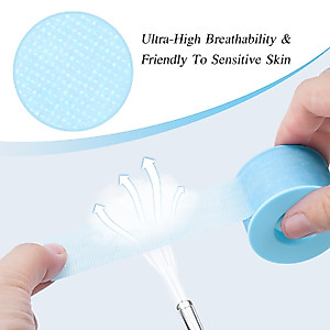 QUEWEL Lash Tape for Eyelash Extensions Blue Eyelash Tape Stick Well Breathable Eyelash Extension Tape Microfoam Tape Eyelash Extensions Flexible & Comfortable for Sensitive Skins to Use (Blue)