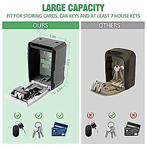 Key Lock Box, UPXON Extra Large Key Storage Box with Resettable Code, 4 Digit Combination Lock Box for Car Keys, House Keys, Weatherproof Wall Mount Key Box for Home, Hotels, Airbnb, Schools 1 Pack