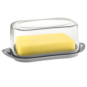 Plastic Butter Dish With Lid, Easy One Hand Slicing Butter Holder, A Perfect butter keeper For Fridge, - Locking Lid - Dishwasher Safe