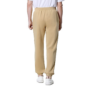 BEARTALON Fleece Sweatpants for Mens Joggers with Pockets Elastic Ankles Drawstring Sweat Pants for Casual Golf Workout Khaki S