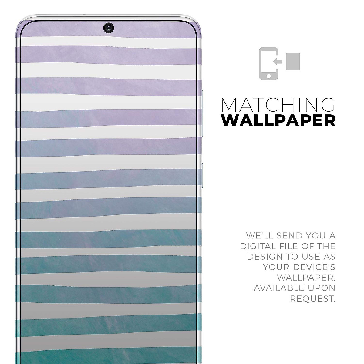 DesignSkinz Purple to Green Watercolor Ombre Stripes Protective Vinyl Decal Wrap Skin Cover Compatible with The Samsung Galaxy S20 (Screen Trim & Back Glass Skin)