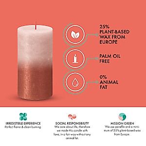 BOLSIUS 4 Pack Misty Pink/Amber Sunset Rustic Metallic Pillar Candles - 2.75 X 5 Inches - Fine European Quality - includes Natural Plant-Based Wax - Unscented Dripless Smokeless 60 Hour Candles