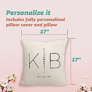 Pattern Pop - Personalized Wedding Throw Pillow - Couple Decorative Pillow - Celebrate Anniversaries and Weddings in Style - 17” x 17” Square Cover and Pillow - Monogram
