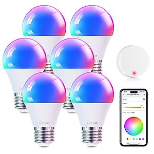 Consciot Smart Light Bulbs with Remote Control, LED Light Bulb That Works with Alexa & Google Home, Color Changing Light Bulb, A19 E26 2.4Ghz WiFi Light Bulbs 60 watt equivalent, 800lm Dimmable 6 Pack