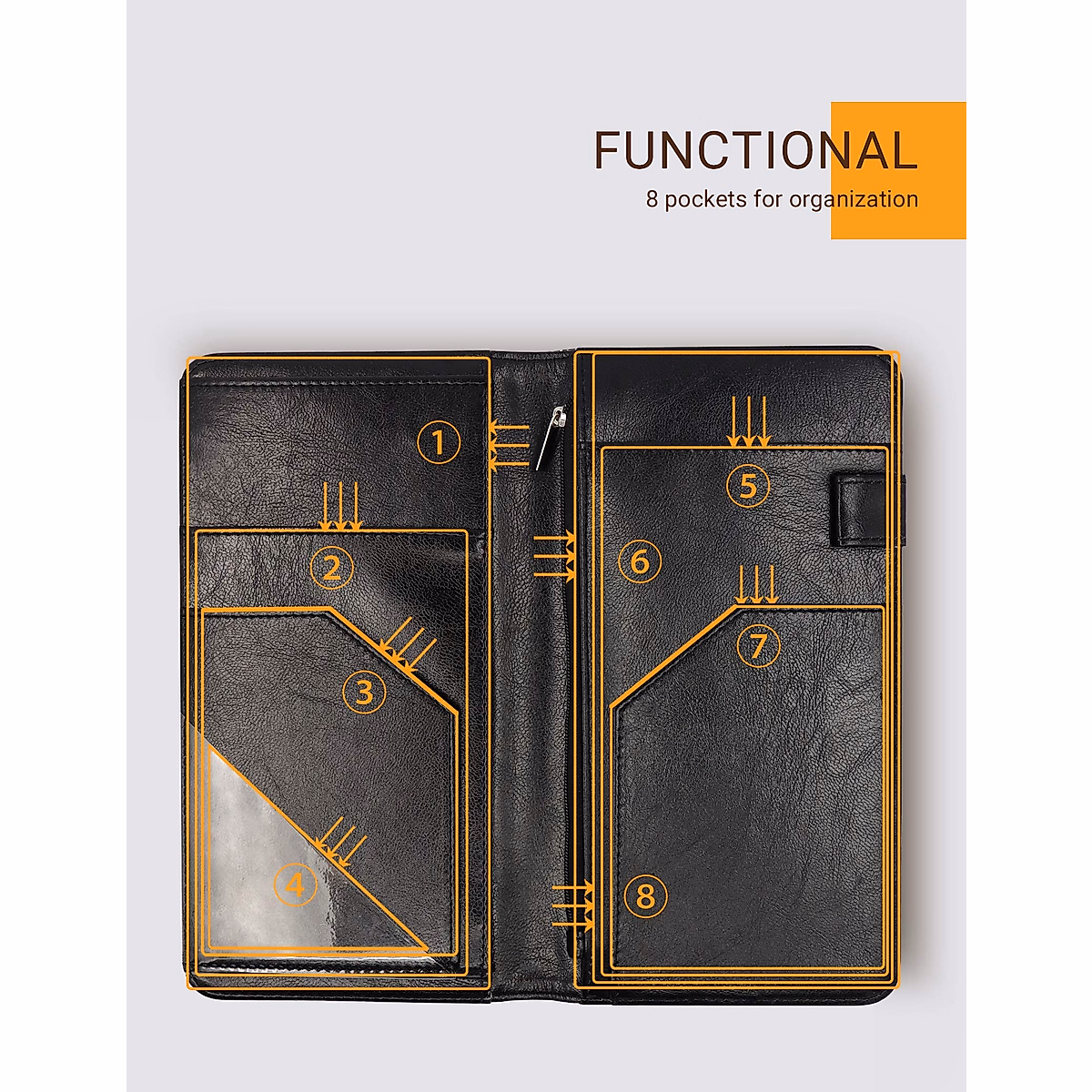 Mymazn Holographic Glitter Server Book with Zipper Pocket 5x9 Waitress Book with Magnetic Closure Pocket Serving Book for Waitress Wallet