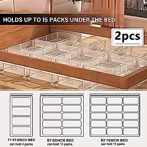 Femococ Under Bed Storage with Wheels, 2 Pack Under Bed Storage Containers Foldable Under Bed Wheeled Storage Space-Saving Solution for Shoes, Clothes & Blankets - White