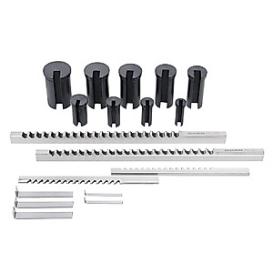 Accusize Industrial Tools - No.10 HSS Keyway Broach Set, 18 Pcs with Precision Ground Teeth, Includes 4 Broaches & 9 Bushings, 5100-0010