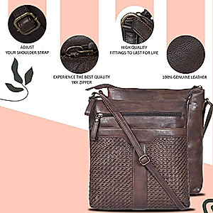 Real Leather Purse Crossover/Crossbody Sling Bag for Women -Women's Shoulder Bags Purse Handbag Medium Size Adjustable Strap