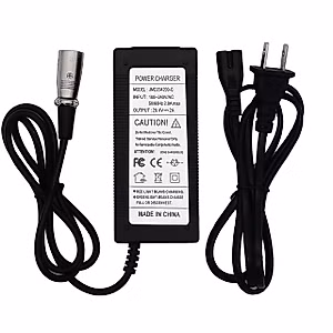 Unocho 29V Battery Charger 2A DC Charger Power Supply Adapter for 24V Lithium Batteries li-ion Batteries Pack with 3-pin XLR Connector
