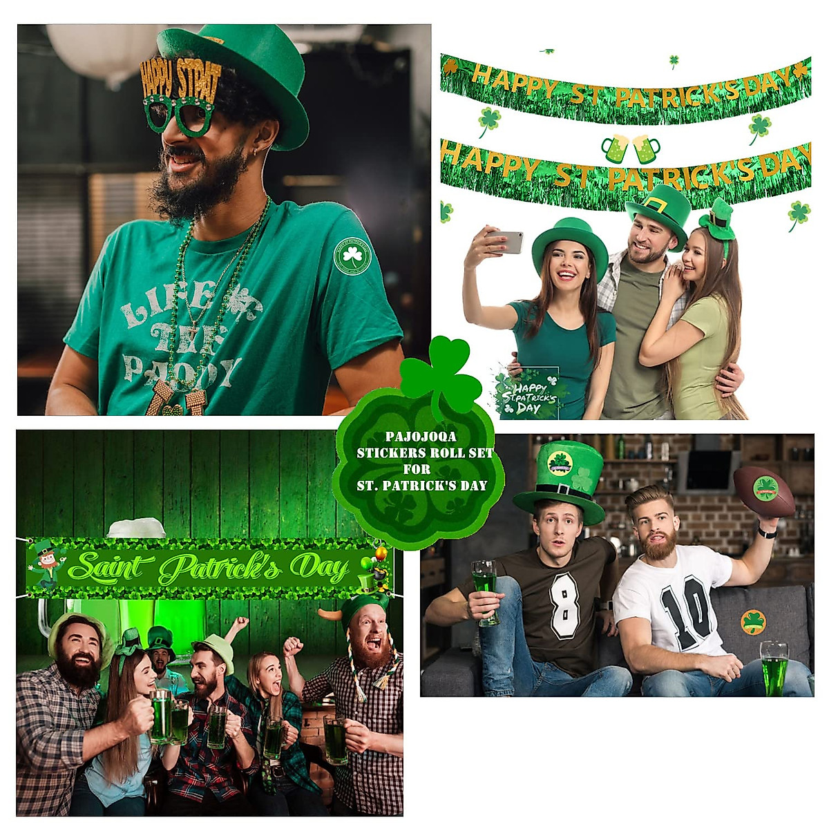 1000pcs St Patricks Day Stickers for Kids, 2 Pack Cute Shamrock Roll Stickers for Water Bottles St Patricks Day Decorations Decor for Envelopes Cards Bags Boxes Wrap Cards Party