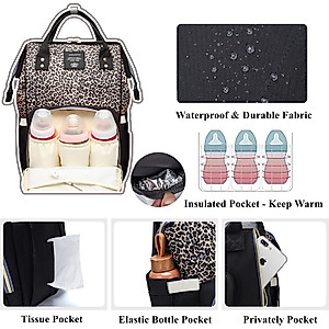 Armbq Leopard Print Diaper Bag Backpack Multi-Function Diaper Bag for Baby Care Waterproof Travel Baby Bag for Mom Gray