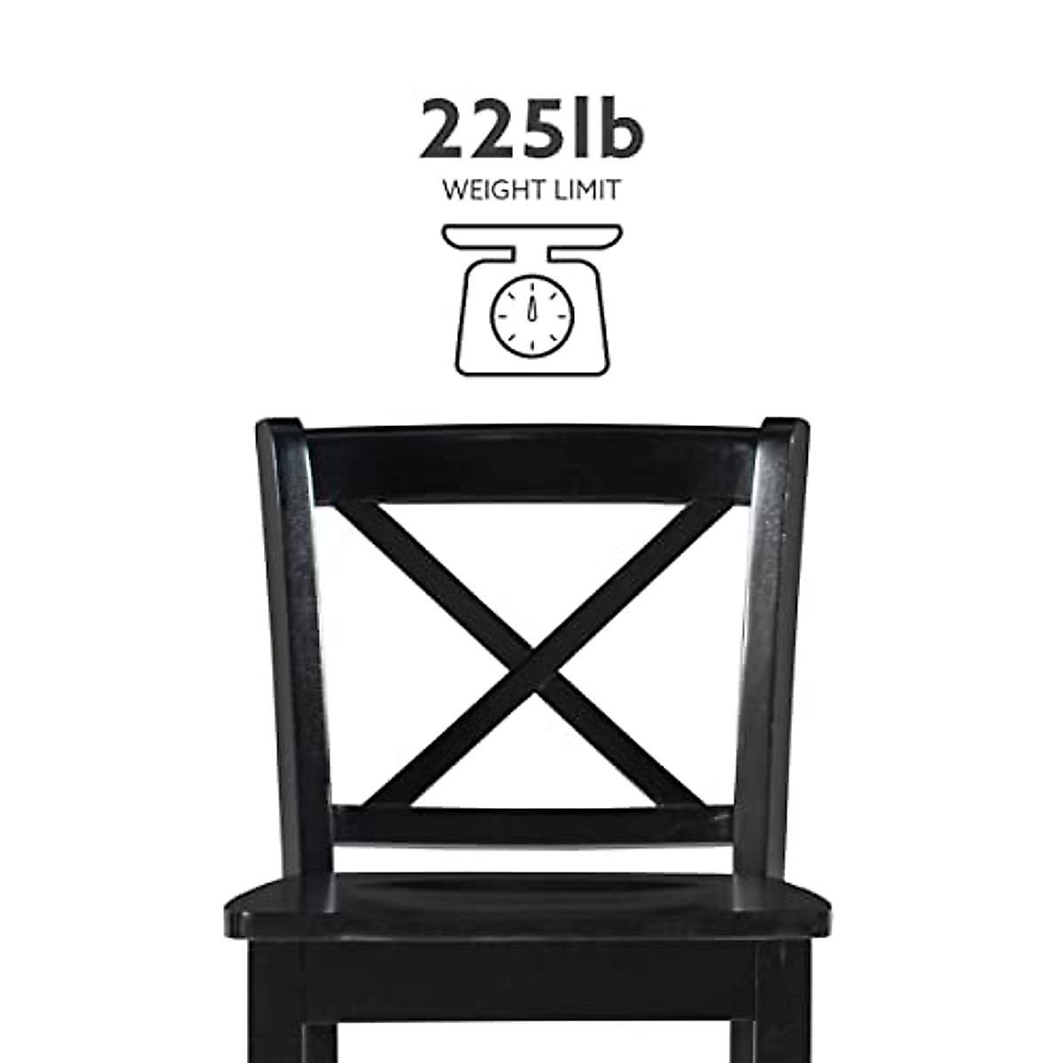 Linon Home Dcor Finished X-Back 30", Black Bar Stool, 16"W x 17.91"D x 42.91"H,