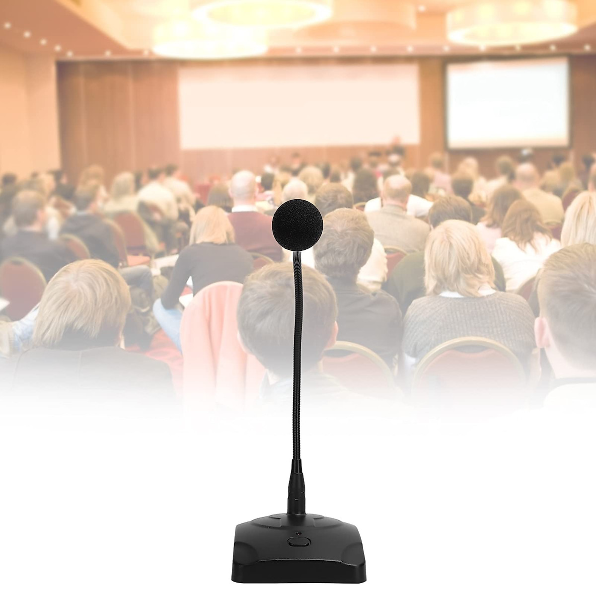Dilwe Desktop Microphone with Mute , Gooseneck Conference Microphone with 5m XLR Cable, Noise Canceling Gooseneck Stereo Microphone for Meetings, Voice, Games
