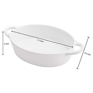 Foraineam 4 Pack 20 Ounce Porcelain Ramekins with Double Handles Oval Creme Brulee Souffle Baking Dishes