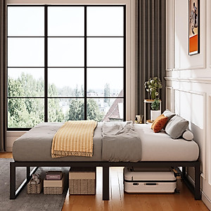 XINXINYAN 14 Inch Full Bed Frame, No Box Spring Needed, Heavy Duty Metal Platform Bed Frame Full Size, Strong Steel Slats Support, Noise Free, Easy Assembly, Black