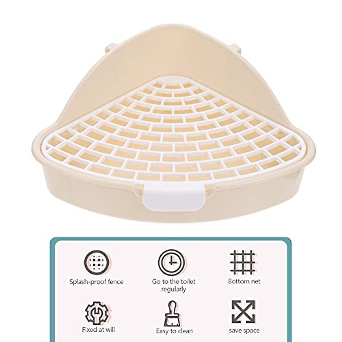 STOBOK Rabbit Litter Box Bunny Litter Box Pet Toilet Triangle Potty Trainer Corner Guinea Pig Litter Bedding Box Dustpan Broom for Chinchilla Ferret Drawf Hamster (White) Hamster Bedding