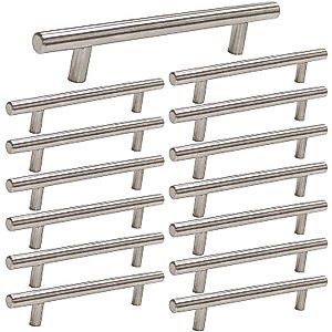 homdiy 15 Pack Brushed Nickel Cabinet Pulls 3 Inch Handles Stainless Steel Cabinet Hardware for Kitchen and Bathroom Cabinets, 5 Inch Overall Drawer Pull
