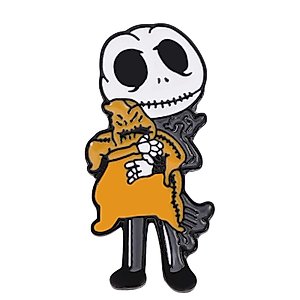 Night Before Christmas Series Enamel Pin - Creative Cute Oogie Boogie Jack and Sally Brooches Badges Gifts for Fans, Cartoon Pin for Backpack Bag Hat Collection (Jack A)