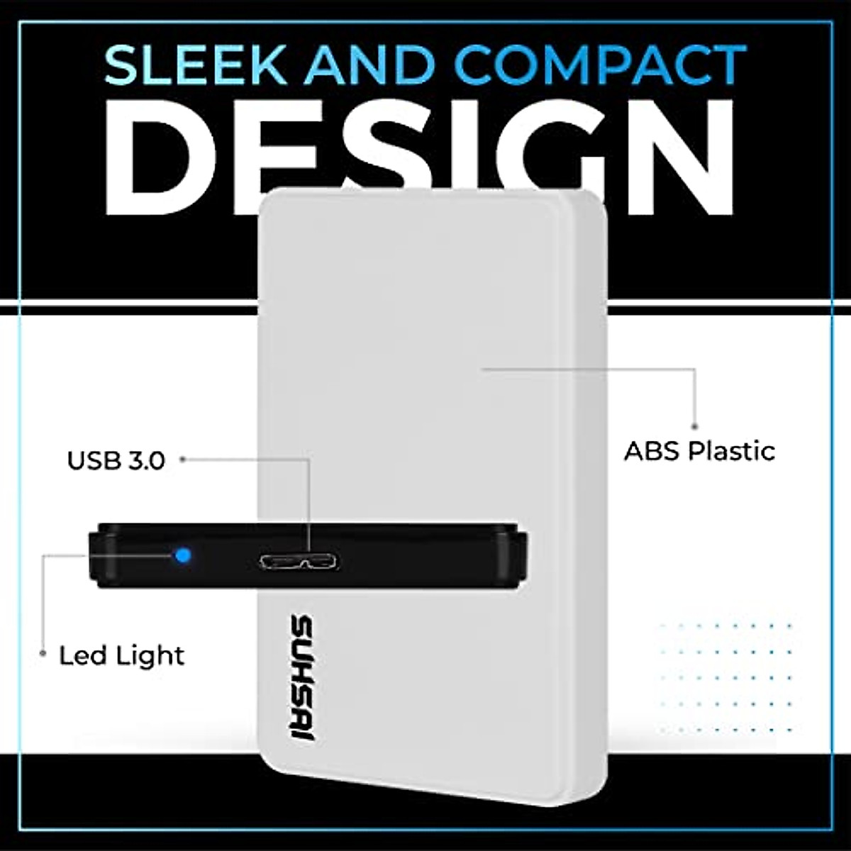 Portable External Hard Drive 500Gb USB 3.0 High-speed data transfer 2.5 Inches HDD Storage expansion & Backup Drive Compatible with Computer, Laptops, gaming accessories, Xbox, PS4, PS5 (White)