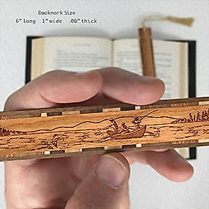 Drift Boat Fishing Fishermen Engraved Wooden Bookmark - Also Available with Personalization - Made in USA