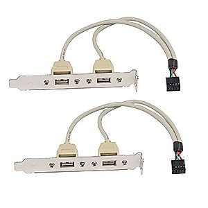 SinLoon （2-Pack Computer Cables & Connectors New 2 Port USB 2.0 Motherboard Rear Panel Expansion Bracket to IDC 9 Pin Motherboard USB Cable Host Adapter