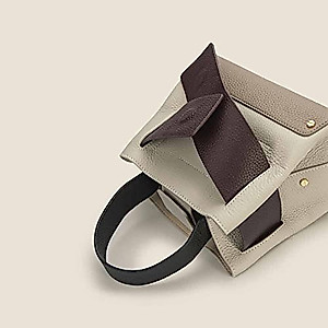 Women Bucket Bag Luxury Genuine Leather Handbags and Purses Soft Calfskin Casual Tote Bag 2022 (about 22cm-12cm-16cm,Khaki)