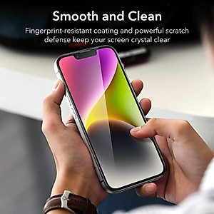 ESR for iPhone 13 Pro Max/iPhone 14 Plus Screen Protector, [9H Hardness] [Military Grade Shatterproof] Full Coverage Ultra-tough Tempered Glass Film, Easy Installation Frame, 2 Pack