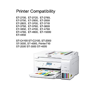 T502 502 Ink Ultra-high Capacity Refill Ink Bottle Color Combo Pack for Epson ET-2850 ET-3830 ET-3850 ET-2760 ET-3760 ET-15000 Printer (4 Pack)