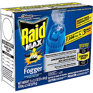 Raid Max Fogger, Insect Killer for Mosquito, Ant, Roach, Spider, Flea, for Indoor Use 6.3 Ounce (Pack of 3)