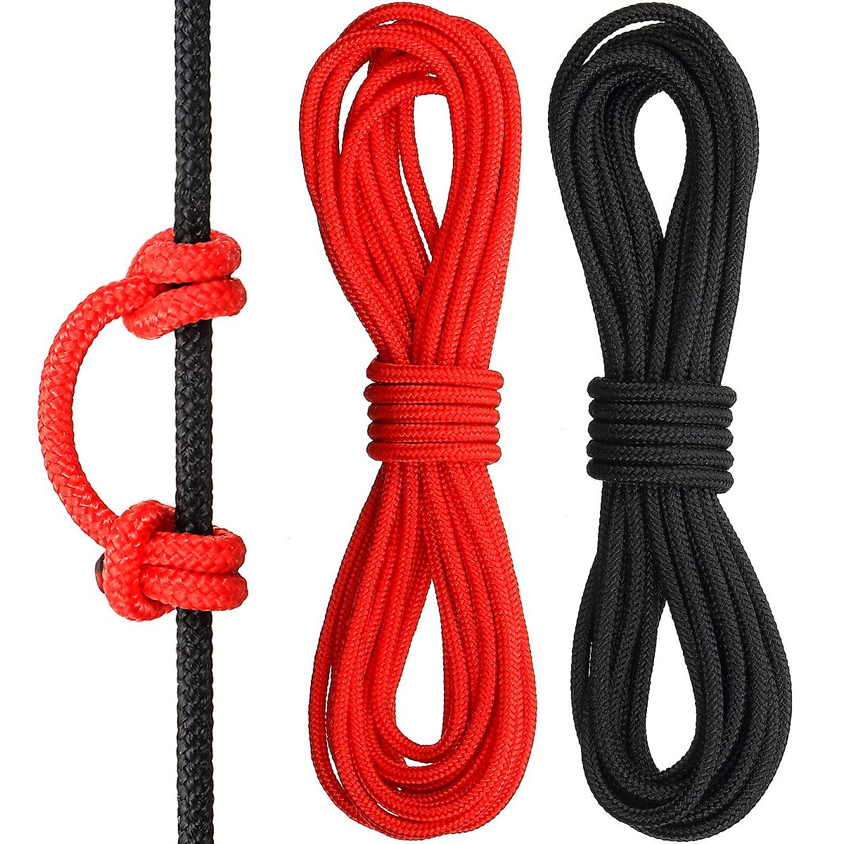 2 Pieces Archery D Loop Rope 10 Feet Archery Bowstring Serving Thread D Loop Rope Release Material Nocking D Loop Rope String (Black and Red)