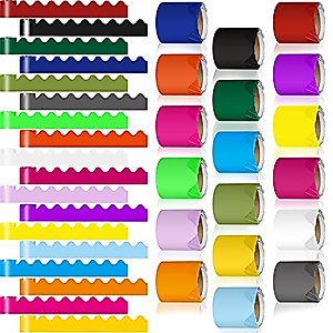 18 Packs Scalloped Bulletin Board Borders in 18 Colors, 300 Feet Polka Dot Rolled Scalloped Border Trim Classroom Borders for Bulletin Board Wall Classroom Decoration (Multicolored,Classic Style)