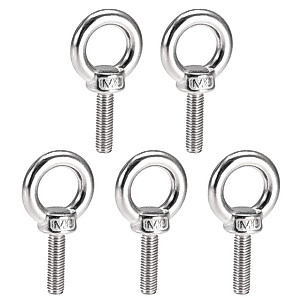 uxcell Lifting Eye Bolt M8 x 25mm Male Thread 304 Stainless Steel for Hanging, Pack of 5