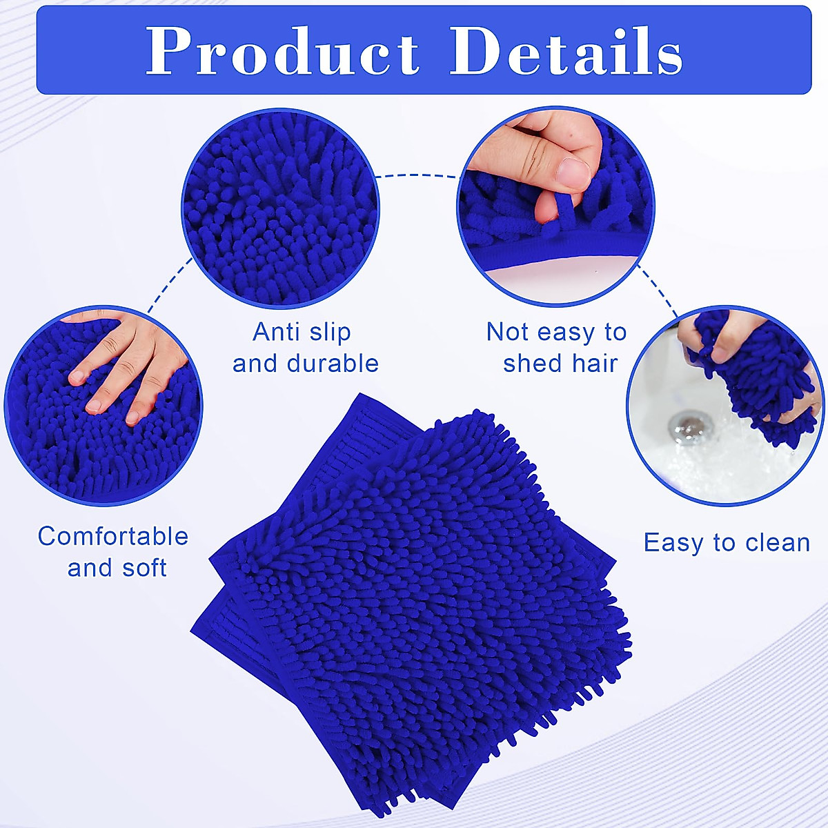 Locker Rug 10 x 10 Inches School Locker Carpet Chenille Locker Carpet with Non Skid Backing Locker Decorations (1, Blue)