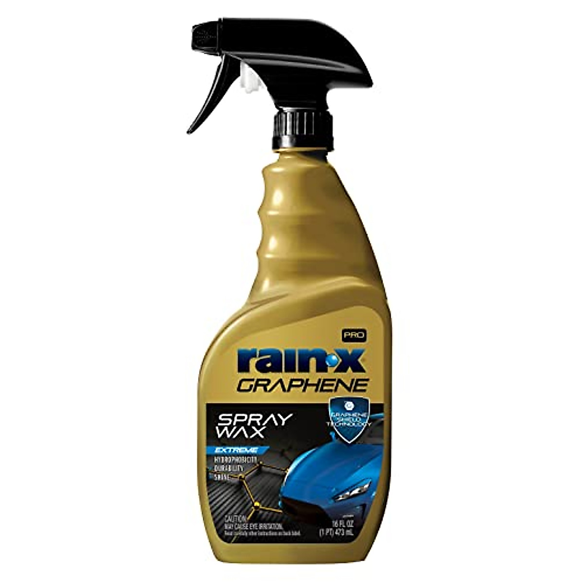 Rain-X PRO 620183 Graphene Spray Wax, 16oz - Enhances Gloss, Slickness and Color Depth of Painted Surfaces While Repelling Dust, Dirt and Debris, Extending Existing Wax Protection, gold