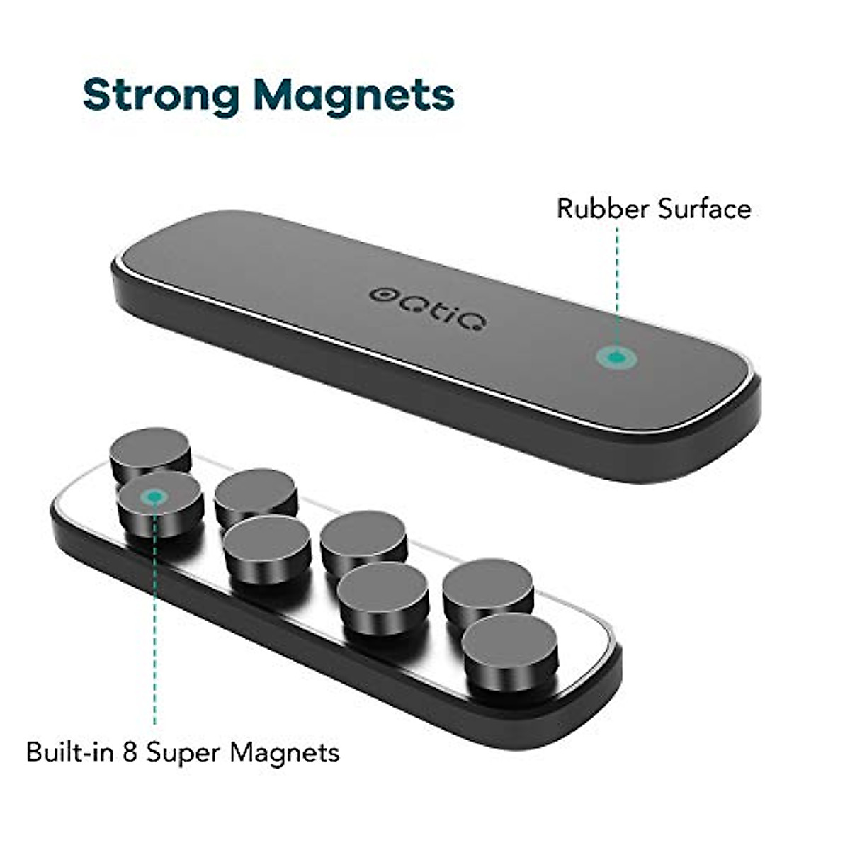 OQTIQ [2 Pack] Magnetic Phone Car Mount, Phone Magnet for Car, Universal Stick On Rectangle Flat Dashboard Car Phone Magnet Mount for Cell Phones and Mini Tablets (Rectangle Flat)