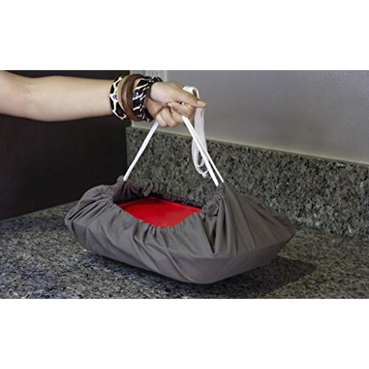 Grand Fusion 2 In 1 Casserole Carrier And Dish Towel For Kitchen, Machine Washable Kitchen Towels, Can Be Converted To Casserole Carrier For Hot Or Cold Food, Gray, Pack Of 1