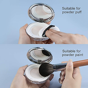 longway Loose Powder Compact Container Empty Portable Plastic DIY Makeup Powder Case, 5g Slim Powder Box with Powder Puff,Mirror and Elasticated Net Sifter (2pcs,pink+sliver)