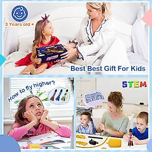 Rocket Toy Outdoor Rocket Launcher for Kids, Shoots Up to 100 Feet, 6 Colorful Rockets and 3 Planes with 2 Sturdy Launcher Toy Stand, Birthday Gift for Boys Girls Age 3-12