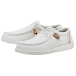 Hey Dude Men's Wally Break Stitch White Size 8| Men's Loafers | Men's Slip On Shoes | Comfortable & Light-Weight