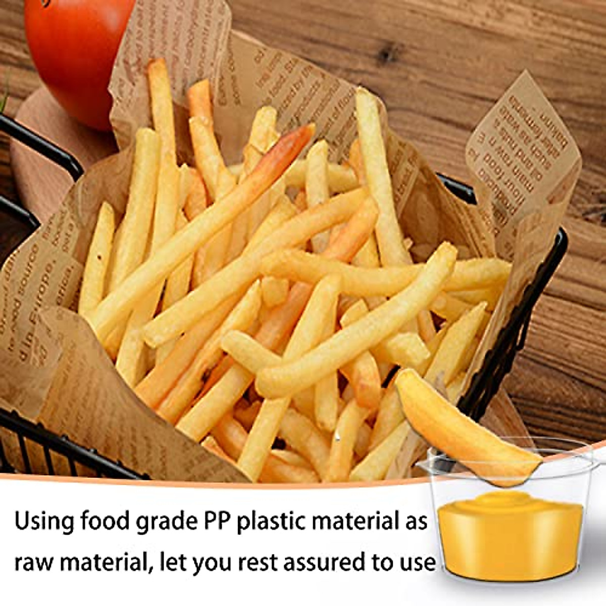 XINGLIAN 100 Pieces Plastic Souffle Cups, 1 OZ Disposable Clear Leak Proof Sauce Cup With Hinged Lid, Used for Various Sauces, Food Samples, Storage Crafts