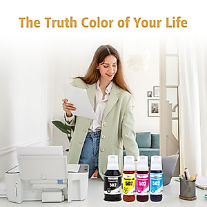 Topkolor Compatible T502 502 Refill Ink Bottle Kit for ET-2760 ET-2750 ET-3750 ET-4760 ET-4750 ET-3760 ET-3710 ET-3700 ET-2700 ST-2000 ST-3000 ET-2803 Printer, 4-Pack