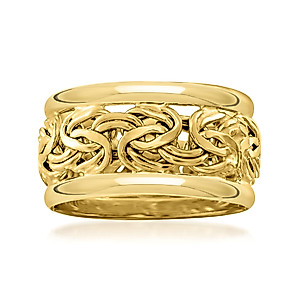 Ross-Simons 18kt Yellow Gold Wide Byzantine Ring. Size 6