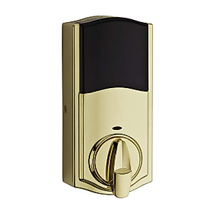 Kwikset 916 Traditional Touchscreen SmartCode Electronic Deadbolt Smart Lock featuring SmartKey Security and ZigBee 3.0 Technology in Polished Brass,Lifetime Polished Brass