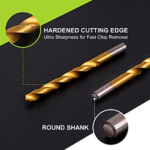 COMOWARE 230 Pcs Drill Bit Set for Wood & Metal - Titanium Wood Drill Bits, High Speed Steel Drill Bit Kit Titanium Coated for Wood, Metal, Plastic, Aluminum Alloy with Storage Case, 3/64"-1/2"